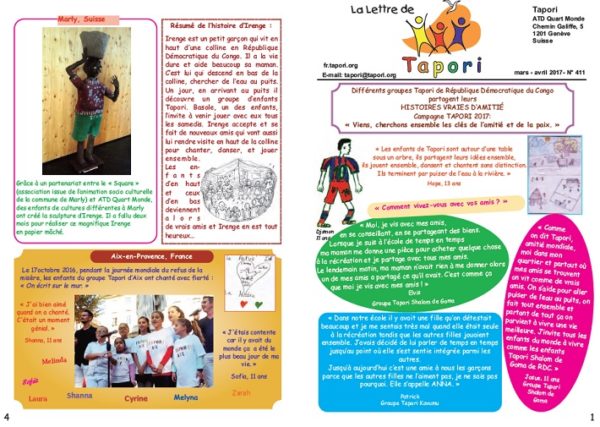 Lettre Tapori | Nº 411 - ATD Quart Monde International