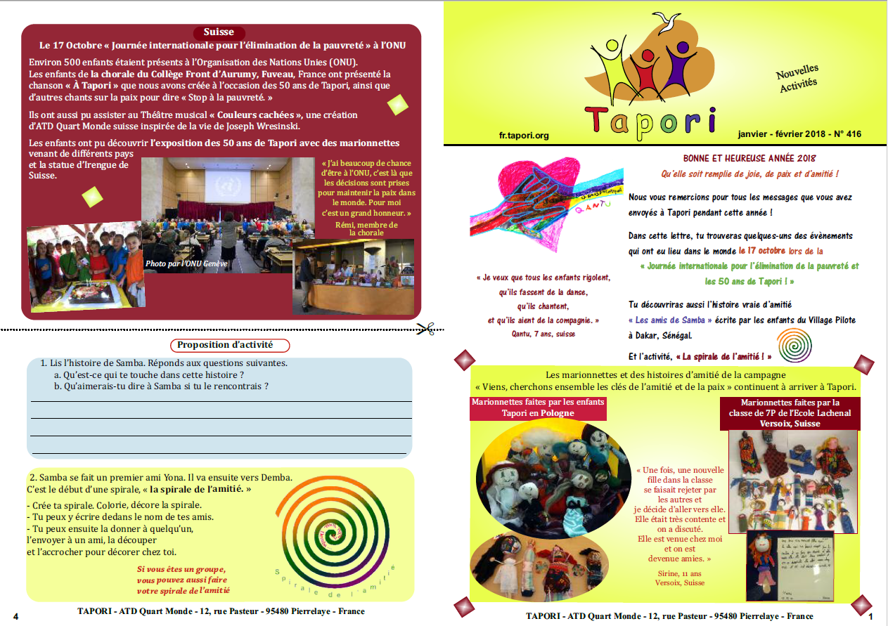 Lettre Tapori | N° 416 - ATD Quart Monde International